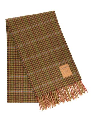 Ganni Compact Wool Scarf Mini Checks