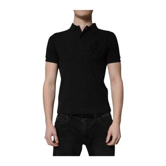 Dolce & Gabbana Klassisches Poloshirt mit Metall-Logo - - Tops - Herren - Schwarzk - XS