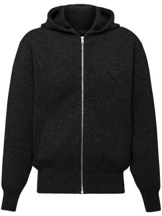 Prada hoodie zippé en cachemire - Noir