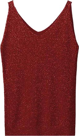 Generic Tanktops Pailletten Damen Glitzer Oberteile Tank Party Disco Weste Abend Glitzertop V-Ausschnitt &Auml;rmelloses Top Spaghettitr&auml;ger Blusen Mit Schimmernde