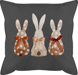 Shirtracer Kissen 50x50 - Hase - Süße Hasen Trio Häschen Hasenbande Fröhliche Hasengruppe Hasenfamilie Ostern Osterhasen Osterfeier - 50 x 50 cm - Grau - Osterha