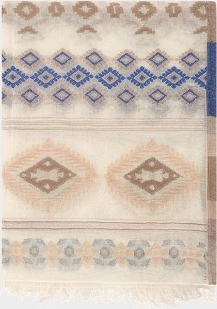 Gerard Darel Foulard imprim&eacute; et brod&eacute; en coton - OLGA - Ecru