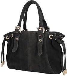 Gave Lux Sac &agrave; bandouli&egrave;re en cuir v&eacute;ritable pour femme Made in Italy 14x8x25 cm GLX22011123FBG, Noir, Taille unique