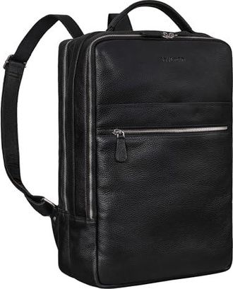 STILORD Jason Sac à Dos Ordinateur 17 Pouces en Cuir Vintage - Grand pour Travail, PC Portable XL, Étudiant - Cuir Véritable, Couleur:noir