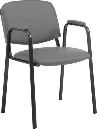 Clp Chaise De Visiteur Ken Pro Similicuir I Accoudoirs Rembourr&eacute;s I Si&egrave;ge De Salle DAttente I Pi&egrave;tement en Metal, Couleur:Gris
