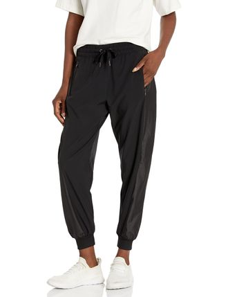 Calvin Klein Damen Shine Blocked Woven Jogger Lässige Hose, Schwarz, M