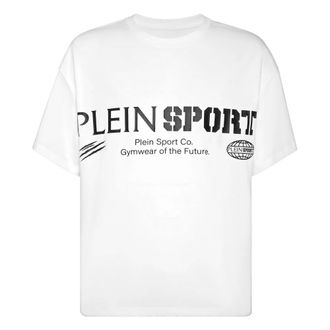 Plein Sport Homme, Tops, Blanc, Taille: 5XL T-Shirt Round Neck Ss Logo
