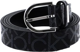 Calvin Klein Ceinture Femme Ck Must Round Belt 2.5 cm Mono Ceinture Similicuir, Noir (Black Mono), 95 cm
