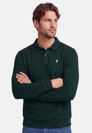 U.S.Polo Association Poloshirt USEthaan Herren Polo-Sweatshirt mit Langarm Polokragen mit Knopfleiste, Logo-Stickerei und hohem Tragekomfort