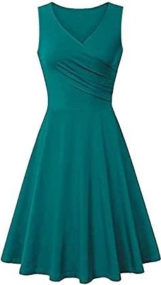 Generic Robes amincissantes pour femmes, robe d&eacute;contract&eacute;e &agrave; imprim&eacute; floral pour lext&eacute;rieur, la maison, &agrave; manches courtes, t-shirt mince, col en V fronc&eacute;, min