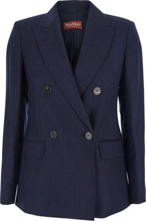 Max Mara Femme, Vestes, Bleu, Taille: 42 FR Peak Lapel Jacket