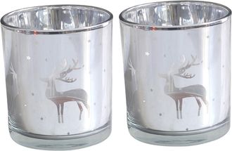 Pretyzoom 2st&uuml;cke Weihnachtskerzenhalter Kerzenglas Leerer Glasbecher Weihnachtlicher Elch Kerzenst&auml;nder Mit Elchmotiv F&uuml;r Dekoration