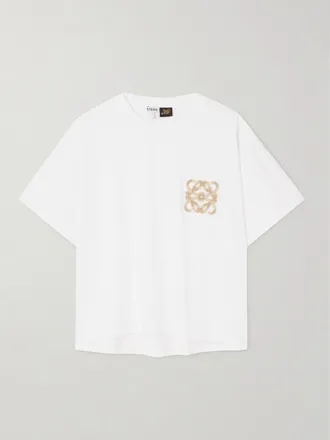 Loewe T-shirt En Jersey De Coton À Appliqué En Bouclé X Paulas Ibiza - Blanc