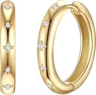 Glanzst&uuml;cke M&uuml;nchen Ohrringe - Sterling Silber Creolen Zirkonia - Gr. unisize - in Gold - f&uuml;r Damen