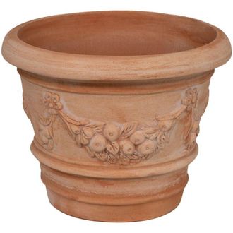 Biscottini International Jardinière décorative Pot de jardin rond en terre cuite Pot dextérieur 42X32 Fabriqué à la main Made Italy Jardinière de balcon
