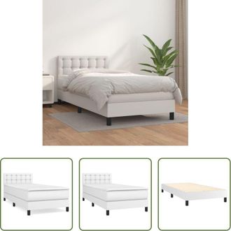 vidaXL vidaXL Wei&szlig;es Boxspringbett - Boxspringbett mit Matratze Wei&szlig; 80x200 cm Kunstleder