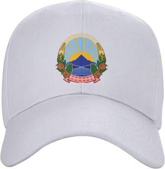 Generic Casquette de baseball avec embl&egrave;me national personnalis&eacute; de la Mac&eacute;doine du Nord - Casquette de baseball pour homme et femme - R&eacute;glable - Cadeau stree