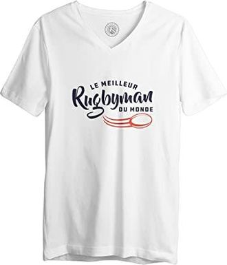 Fabulous T-Shirt Homme Col V Le Meilleur Rugbyman du Monde Rugby Sport Ballon XV Equipe