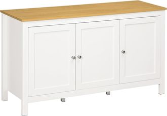HOMCOM Küchenanrichte mit 3 Türen, Moderner Küchenschrank mit verstellbarem Regal, Buffetanrichte für Wohnzimmer, Esszimmer und Wohnzimmer, 120x40x70 cm, Wei