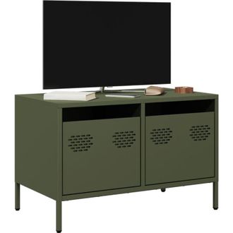 vidaXL Vidaxl - Meuble tv vert olive 68x39x43,5 cm acier lamin&eacute; &agrave; froid