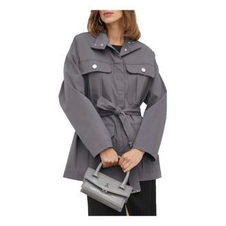 Patrizia Pepe Femme, Vestes, Gris, Taille: 40 FR Trench Coat avec Ceinture