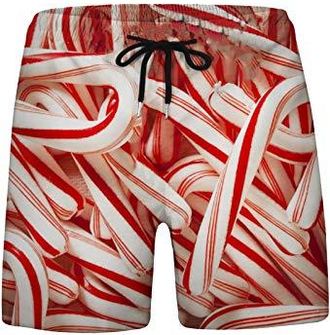 Generic Short de bain pour homme - Short de plage pour homme - Imprim&eacute; r&eacute;aliste - Short de plage - Short de bain - Pantalon l&eacute;ger pour les vacances, blanc, XX