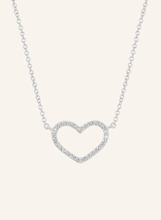 Leaf Halskette Heart Aus 18 Karat Wei&szlig;gold Mit Diamanten silber