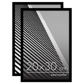 Americanflat 20x30 cm Bilderrahmen Set aus Kunststoff (2er Pack) - 30x20 cm Fotorahmen mit bruchsicherer Scheibe - inklusive Ständer und integrierter Aufhängung fü