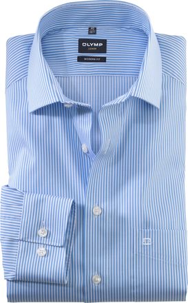 Olymp Herren Oberhemd Langarm Luxor,Römer Streifen,modern fit,Global Kent,bleu 11,39
