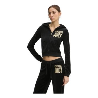 Juicy Couture Velours Rei&szlig;verschluss-Kapuzenpullover - - Sweatshirts & Hoodies - Damen - Schwarzk - L