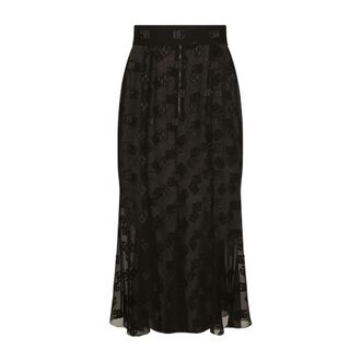 Dolce & Gabbana Sheer Effect Seidenrock - - Skirts - Damen - Schwarzk - M