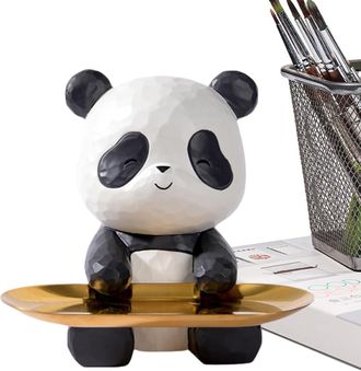 Generico Taschenregal für Ankunft, Schlüsselregal für den Eingangstisch, niedliche Panda-Aufbewahrungs-Tablets aus Kunstharz, Schreibtisch-Aufbewahrungstablett