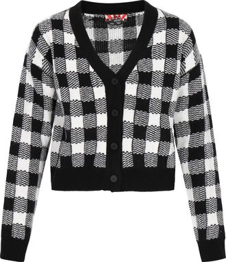 Mymo Strickjacke Frauen schwarz-wei&szlig;