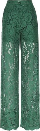 Dolce & Gabbana Femme, Pantalons, Vert, Taille: 38 FR Pantalon en Dentelle Cordonetto