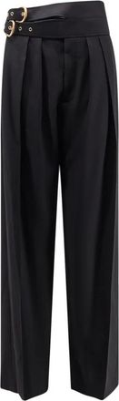 Chlo&eacute; Femme, Pantalons, Noir, Taille: 36 FR Pantalon tailleur taille haute en grain de poudre de laine
