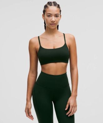 lululemon Wunder Train Racer-BH mit Tr&auml;gern Leichter Halt C/D-Cups f&uuml;r Frauen - Gr&ouml;&szlig;e 10 in Rainforest Green
