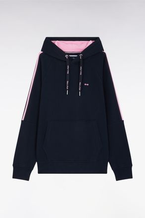 Eden Park Sweatshirt &Agrave; Capuche En Coton Marine Et Rose Coupe D&eacute;contract&eacute;e