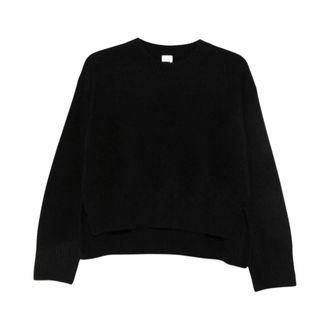 C.T. Plage Feinstrick Pullover mit Rundhalsausschnitt - - Knitwear - Damen - Schwarzk - M