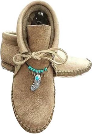 Generic Hallux Valgus Chaussures dhiver pour femme décontractées chaudes à lacets Bottines courtes en cuir Chaussures plates colorées Baskets pour femme, kaki