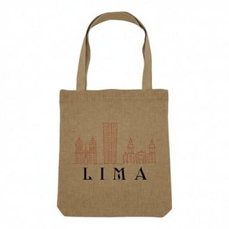 Fabulous Sac Shopping Tote Bag Aspect Lin - Lima Minimalist P&eacute;rou Architecture Ville Voyage - Sac de Courses Toile Epaisse 360g Beige Naturel Cabas Port&eacute; Epaul