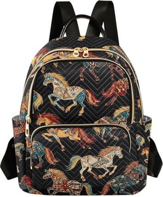 Mnsruu Mini sac à dos pour femme, motif cheval, cowboy, style décontracté, petit sac à dos tendance, Multi137, M