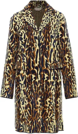 Marni Manteau en chenille de laine jaune &agrave; imprim&eacute; animal Marni