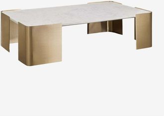 Sklum Table basse rectangulaire 110x70 cm en marbre et acier inoxydable Bemerit SKLUM