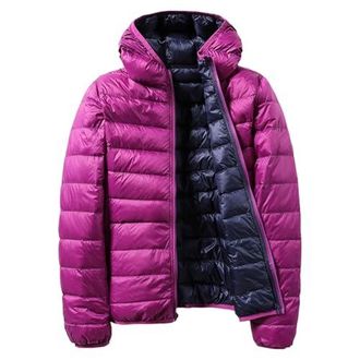 Generic Manteau court en duvet pliable pour femme - Doudoune &agrave; capuche - V&ecirc;tement dext&eacute;rieur ultra l&eacute;ger, Bleu marine violet., 4XL