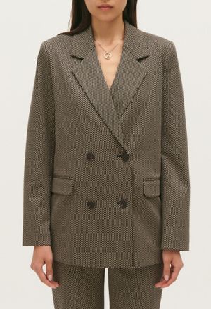 Claudie Pierlot Schokoladenbrauner Hahnentritt-Blazer