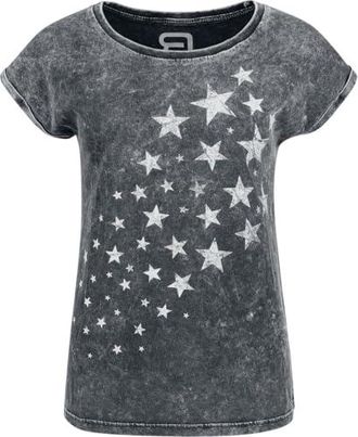 RED by EMP Femme T-Shirt Gris avec imprimé étoiles et délavage Individuel L