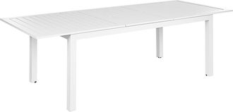 Beliani Gartentisch f&uuml;r 8 Personen Aluminium wei&szlig; 180-240 x 90 cm ausziehbar Skaloma