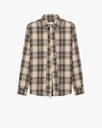 Saint Laurent Tartan Print Shirt - Cream