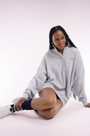 Eden Park Sweatshirt &Agrave; Col Maillot En Coton Gris Coupe Oversized