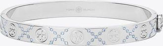 Tory Burch Damen Icon Pav&eacute;-Scharnierarmreif mit T-Monogramm